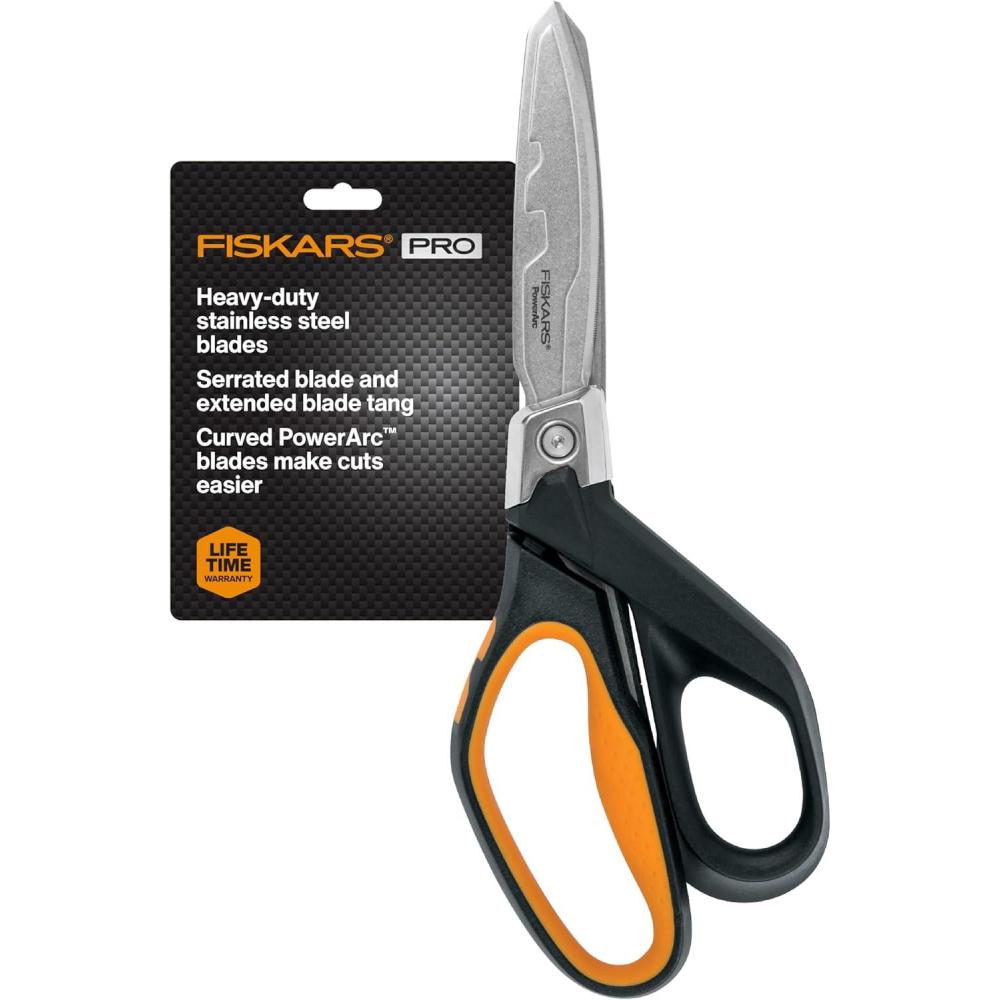 Fiskars Pro PowerArc Shop Shears, Heavy Duty Stainless Steel Scissor ...